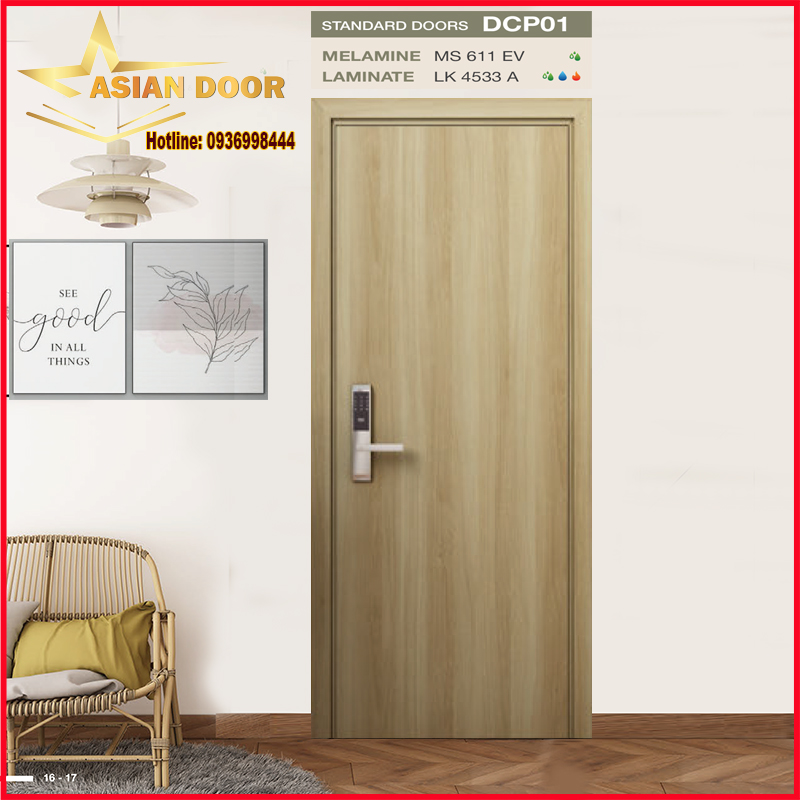 Cửa MDF Melamine chống cháy, MS 611EV; LK 4533A
